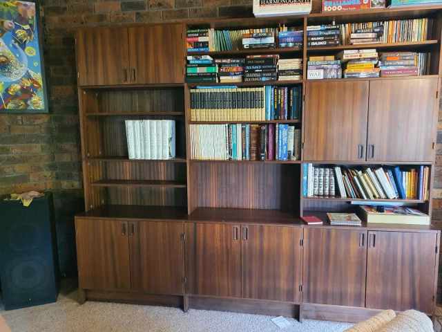 MODULAR ATEL WALL UNIT - 3 SECTIONS IN WALNUT FINISH - Bookcases ...
