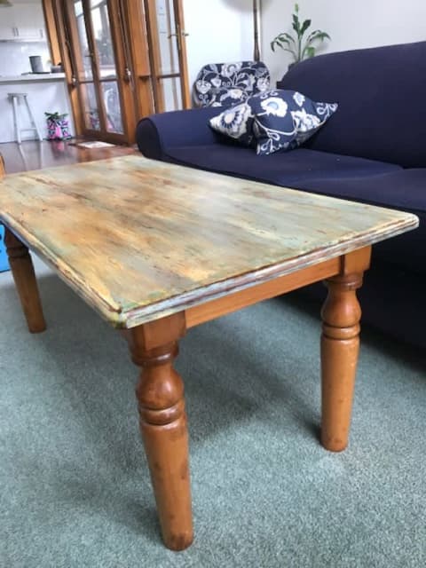 Solid timber vintage handmade coffee table painted top (shabby chic ...