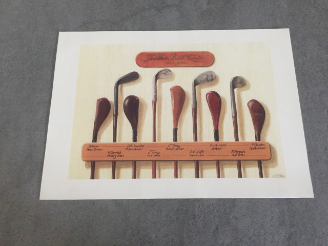 Vintage Style Art Print of Golf Clubs by Nigel Edwards 32 x 23 cm VGC ...