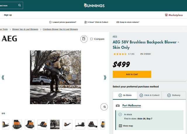 AEG 58V Brushless Backpack Blower - Skin Only as new | Garden Tools ...