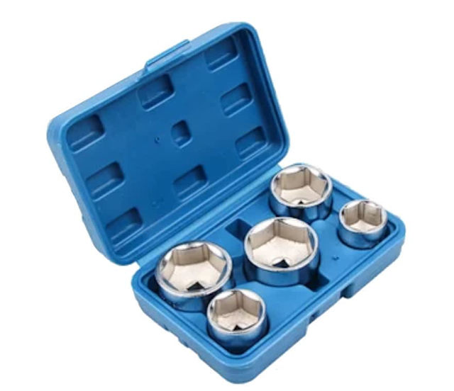 5pc 3/8 Dr. Cup Type Oil Filter Wrench Set for BMW Mercedes Benz Ford ...