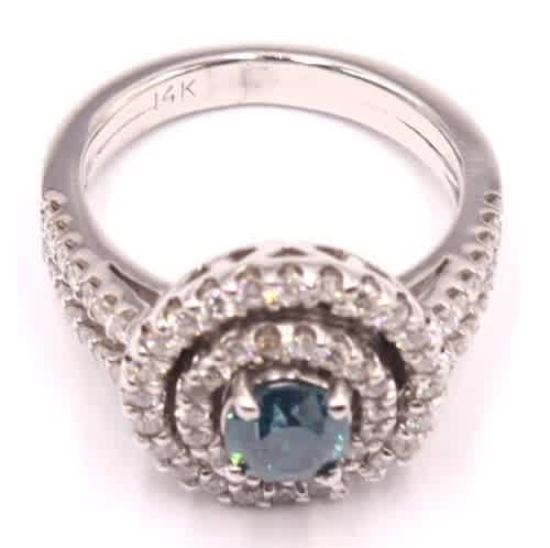 Blue Diamond 14ct White Gold Ladies Ring Size M 1.1ct TDW - 150383 ...