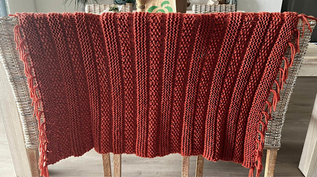 Rust/Orange Chunky Knitted Blanket/Throw - Manchester & Textiles in ...