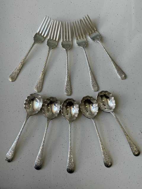 .10x RODD ‘Jasmine’ Small Dessert Fork & Spoon* EPNS A1* Vintage ...