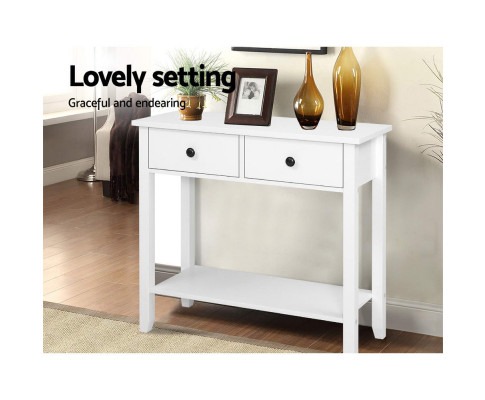 Assembled Hallway Console Hall Side Table 2 Drawers Display White ...