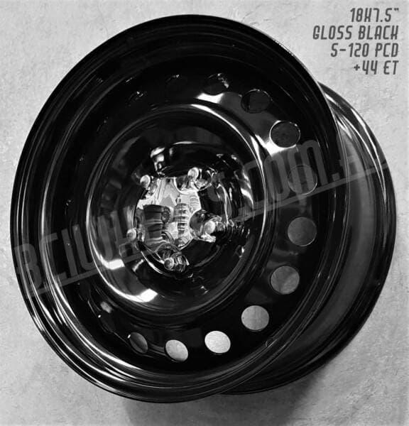 18 X 7.5 8 BLACK HOLDEN COMMODORE STEEL INTERCEPTOR WHEELS VB-VZ ...