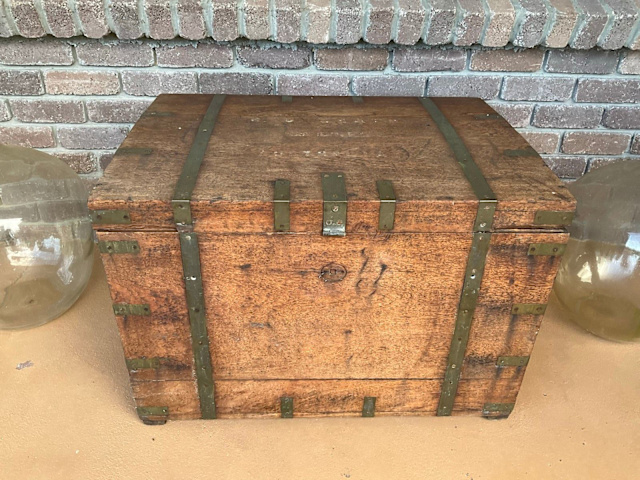 Lovely old large wooden trunk, sturdy and heavy - Antiques in St Helens ...