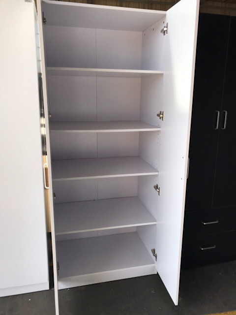 White Storage Cabinet 2 Door Pantry with 5 Adjustable Shelves ...