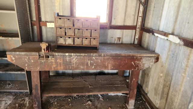 Vintage Jarrah Workbench with Vice & Index Storabins - Tool Storage ...
