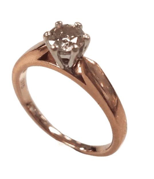 WOMENS 9K ROSE GOLD DIAMOND RING, COMES WITH VAL, SIZE N - Women's ...