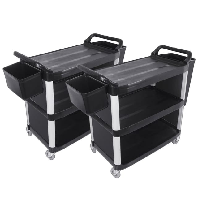 2X 3 Tier Covered Food Trolley Food Waste Cart Storage Mechanic K ...