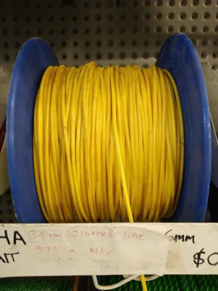 3.5mm Clothesline Cord wire washing line replacement per metre yellow ...