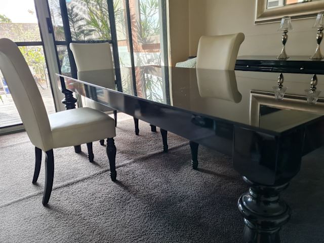 Black glazed 8 seat Dining Table & matching Side Table - Dining Tables in Cammeray NSW | Gumtree ...