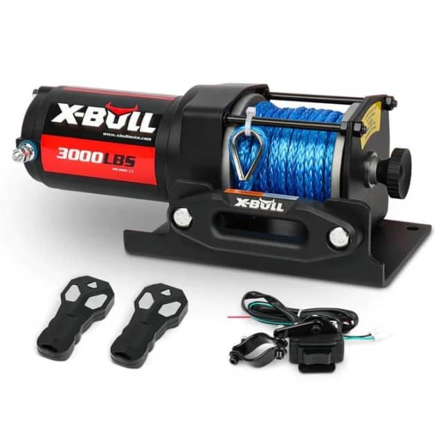 12V Electric Winch 3000LB ATV Winch Boat Trailer Winch Synthetic Rope ...