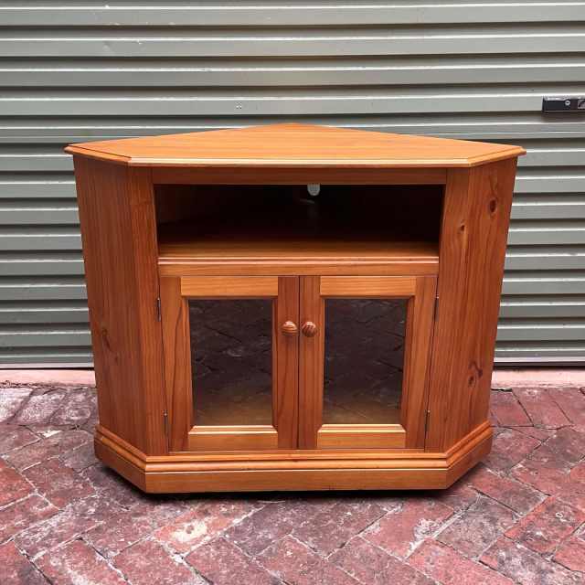Large Pine Corner TV Stand Cabinet Entertainment Unit - Entertainment ...