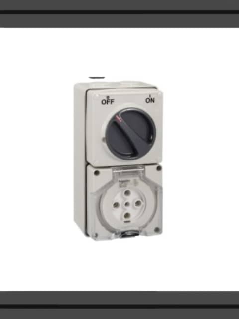 Clipsal 56 Series - 5 Round Pin 32A Switched Socket Outlet - Grey ...