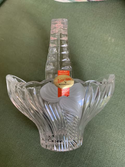 ANNA HUTTE BLEIKRISTALL MADE GERMANY 24% LEAD CRYSTAL BASKET floral ...