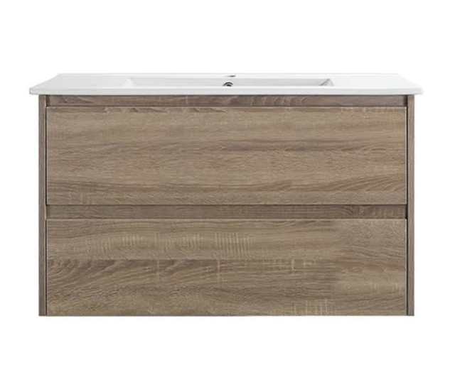 900mm WALL-HUNG TIMBER VANITY UNIT with CERAMIC BASIN - Building ...