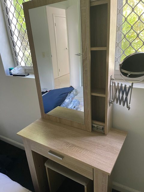 Compact dressing table with mirror and stool. Perfect for small space ...