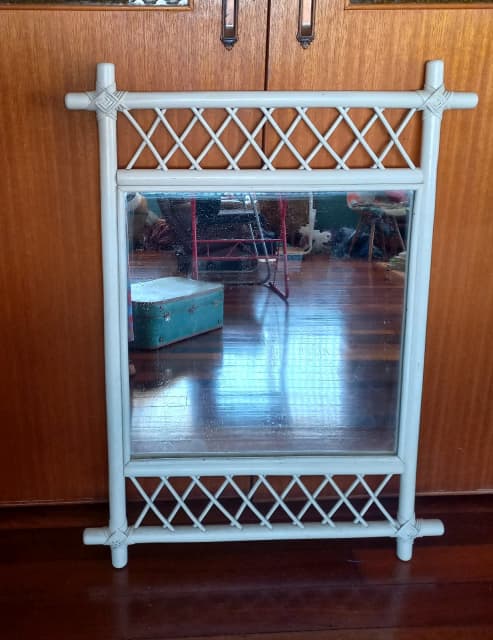 Vintage White Painted Cane Wall Mirror | Mirrors | Gumtree Australia ...