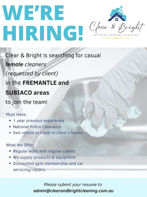 Casual Female Cleaning Assistant(SUBIACO) | Cleaner & Housekeeper ...
