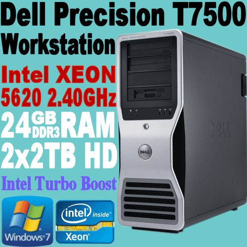 Dell Precision T7500 Tower Workstation Xeon 5620 24GB 2x2TB WIN-7 COA ...