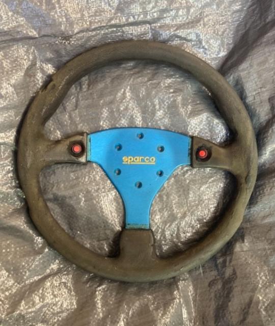 Blue Sparco Italian Black Steering Wheel W/ Side Buttons | Wrecking ...