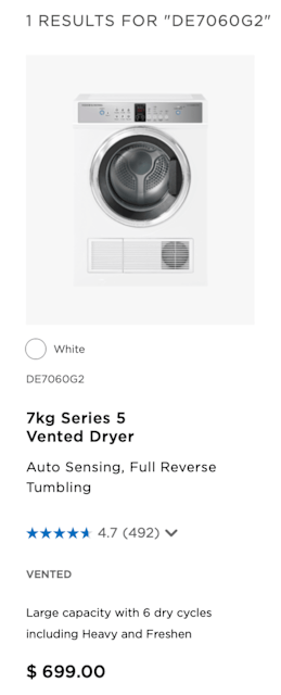 Fisher & Paykel 7kg Dryer - Washing Machines & Dryers in Moss Vale NSW ...