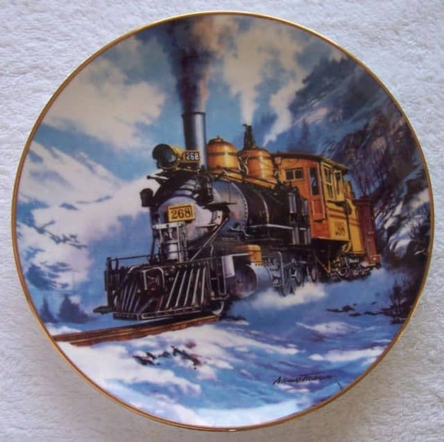 TRAIN PLATE- WINTER ON MARSHALL PASS...Royal Doulton...Limited Edition ...