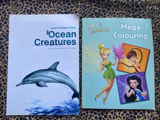 Tinkerbell Colouring book & Ocean Creature (Draw & Paint) Books ...