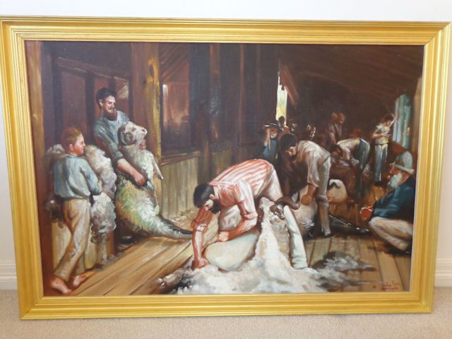 Painting of Shearing the Rams by two artisits - Art in Cornubia QLD ...