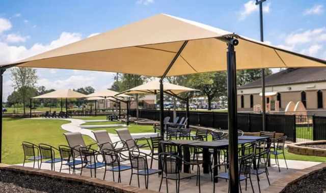 Square hip and ridge shade structure / shade cloth - Parasols & Gazebos ...