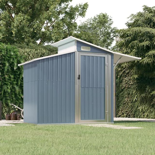 Garden Shed Grey 270x130x208.5 cm Galvanised Steel - Sheds & Storage in ...