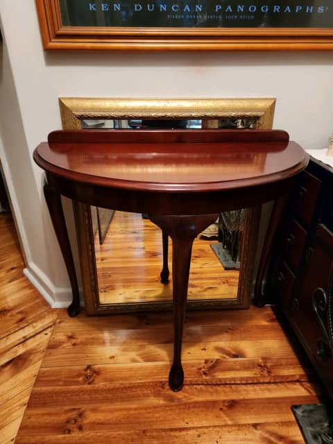 CLASSIC SOLID ROSEWOOD GRAINED TIMBER "D" SHAPED HALLWAY TABLE ...