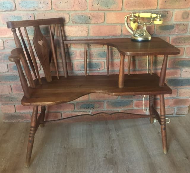 VINTAGE RETRO FRENCH OAK TELEPHONE SEAT - CHAIR - Collectables in ...