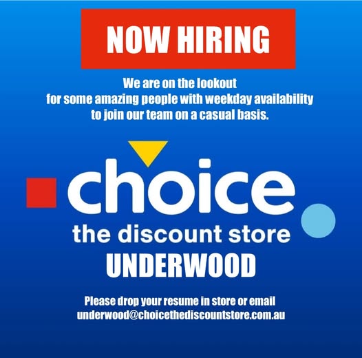 Casual Sales Assistant(UNDERWOOD)(Choice The Discount Store) | Retail ...
