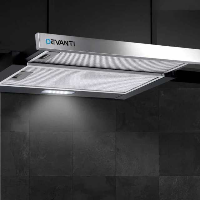Devanti 600mm Range Hood 60cm Slide out Rangehood Stainless Steel ...