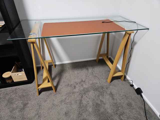 Glass trestle office desk computer table - Desks in Highfields QLD ...