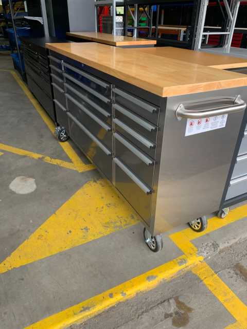 1.8m Workbench Base Unit with solid timber benchtop - Cabinets in ...