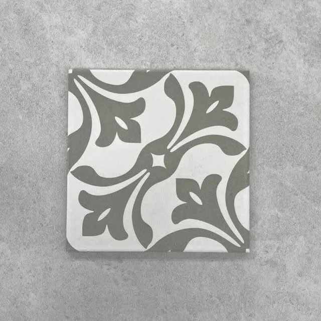 200 x 200mm Encaustic Look Porcelain Floor Tiles - Taupe - Matt finish ...