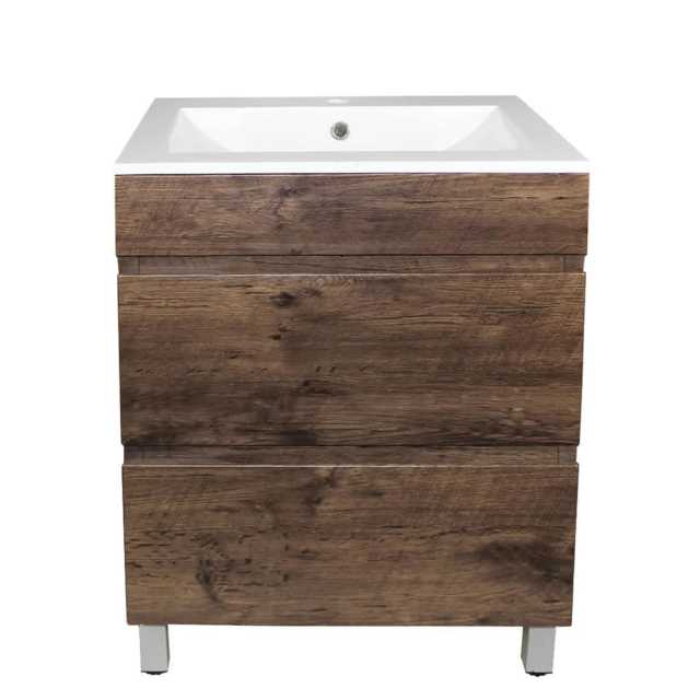 My Depot 600mm Bathroom Vanity With Legs Dark Oak With Ceramic Top ...