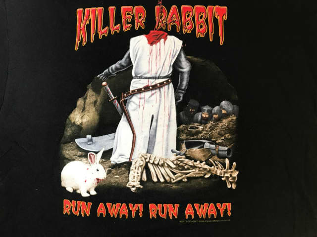 Vintage T-Shirt KILLER RABBIT RUN AWAY Monty Python Holy Grail XL ...