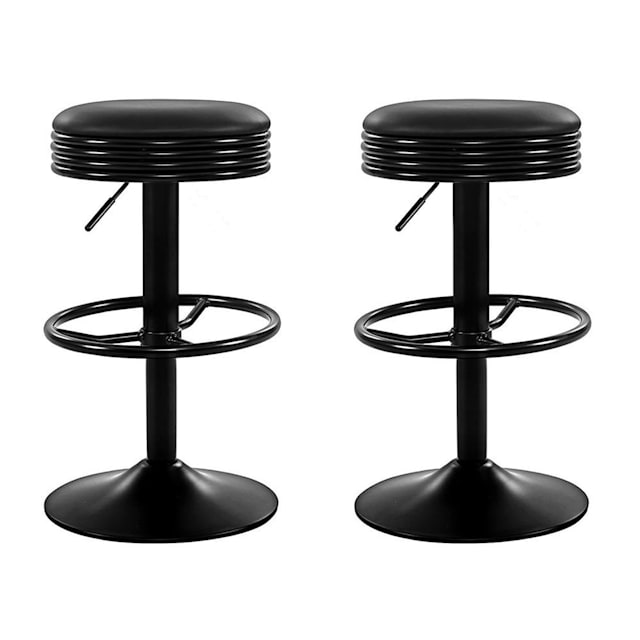 2x Bar Stools Leather Padded Gas Lift Black - Stools & Bar stools in ...