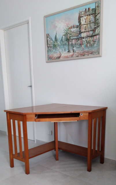 Computer / Study Desk with Pullout Tray 4 Keyboard-Mouse (Solid Wood ...