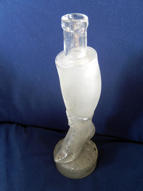 Victorian Handblown Boot Shape Frosted Glass Perfume/Liqueur Bottle ...