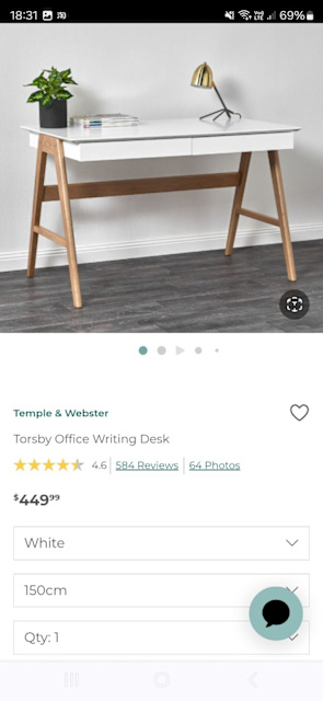80% OFF Temple & Webster computer desk work bench wth 2 drawers 150x70 ...