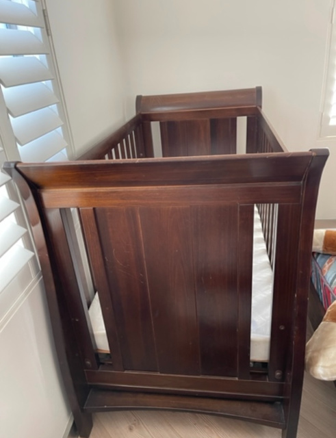 Brown Wooden Baby Cot with Mattress - Cots & Bedding in Clearview SA ...