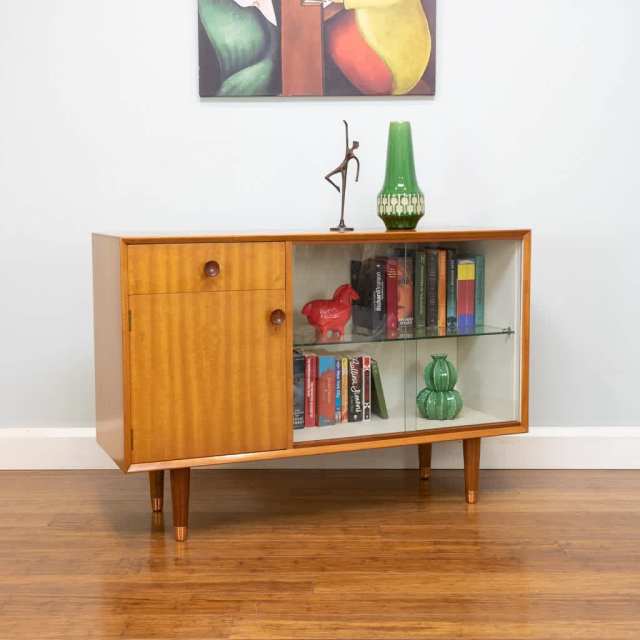 Retro Vintage 1950’s Parker Sideboard / Buffet – Glass Display Cabinet ...