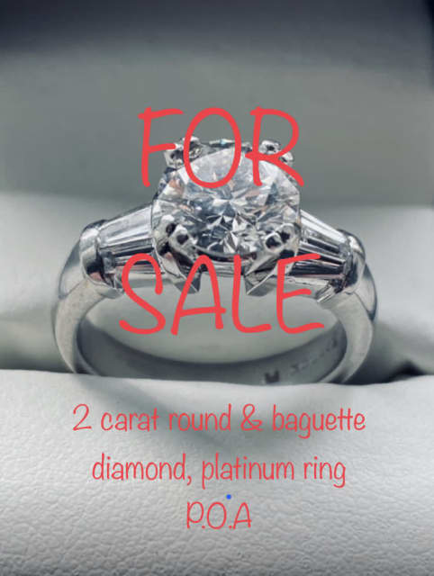 2 carat round & baguette diamond platinum ring | Women's Jewellery ...