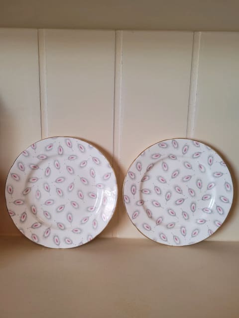 Pair of Vintage - Old Royal - Side Plates with Feather Design ...